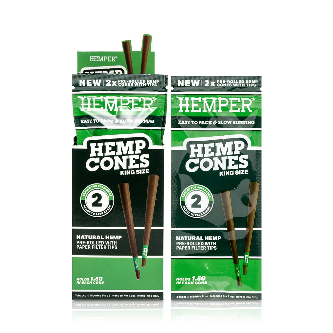 Hemper Pre-Rolled 2PK Paper Tip Hemp Cones | King Size - 12ct Display ...